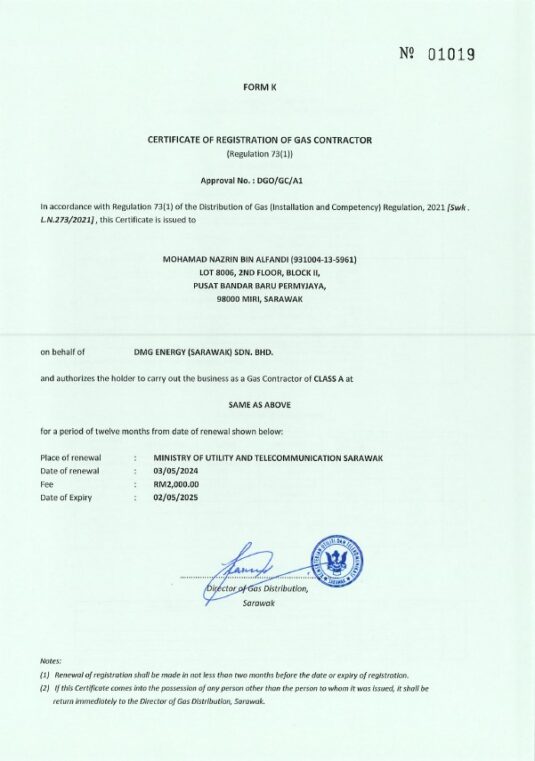 About DMG Energy Licensed Gas Contractor NG LPG KL